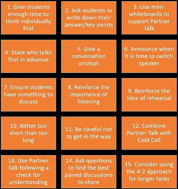 Tip 15. Fifteen ideas to improve Partner Talk - Tips for Teachers by ...