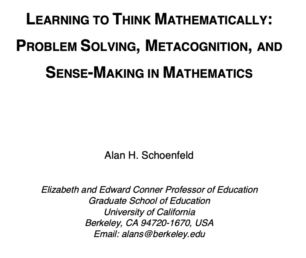 Research: Learning to think mathematically - Tips for Teachers by Craig ...