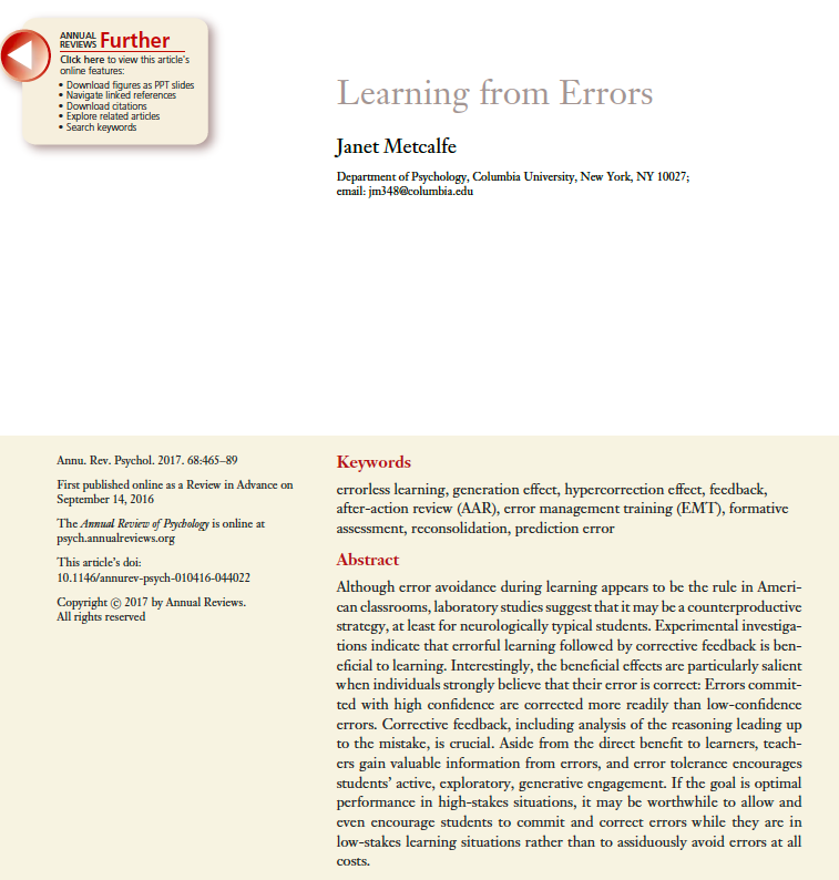 Research: Learning from Errors - Tips for Teachers by Craig Barton