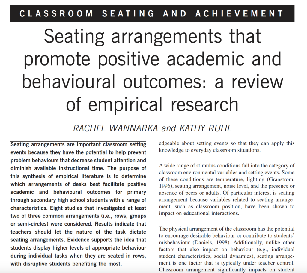 Research: Seating arrangements that promote positive academic and ...