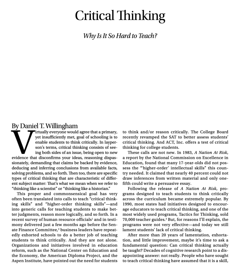Research: Critical thinking - why is it so hard to teach? - Tips for ...