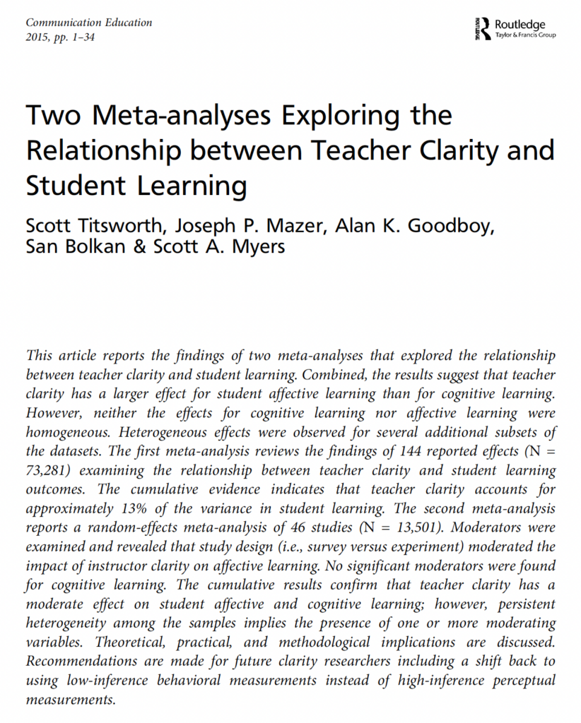 Research: Two meta-analyses exploring the relationship between teacher ...
