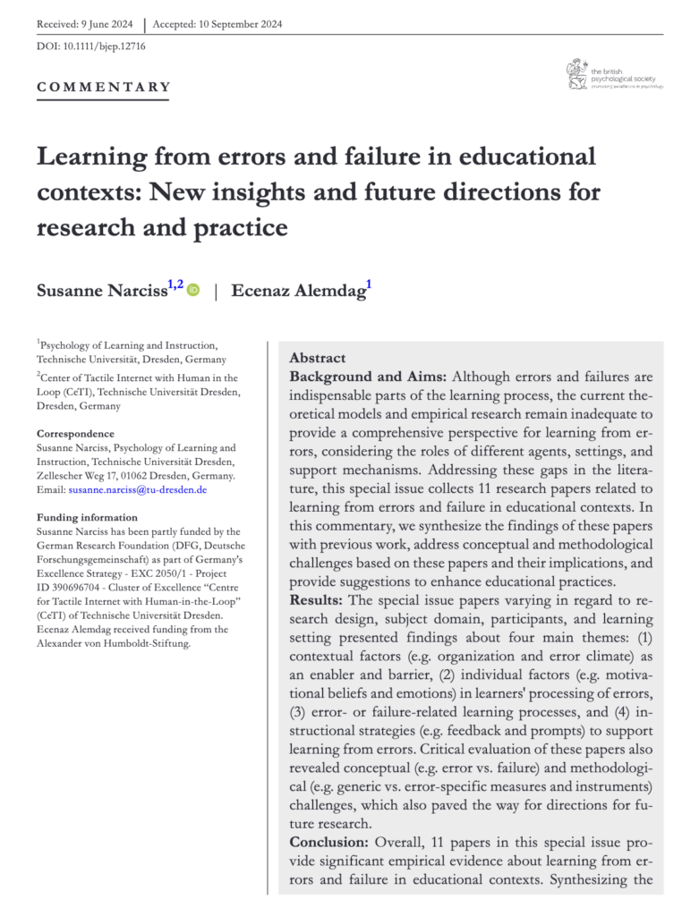 Research: Learning from errors and failure in educational contexts ...
