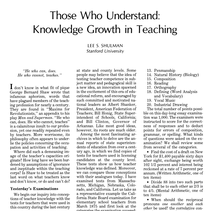 Research: Those Who Understand: Knowledge Growth in Teaching - Tips for ...