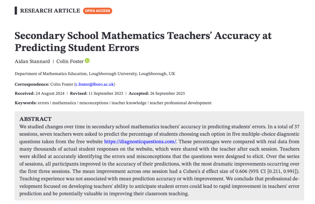 Research: Secondary School Mathematics Teachers' Accuracy at Predicting ...