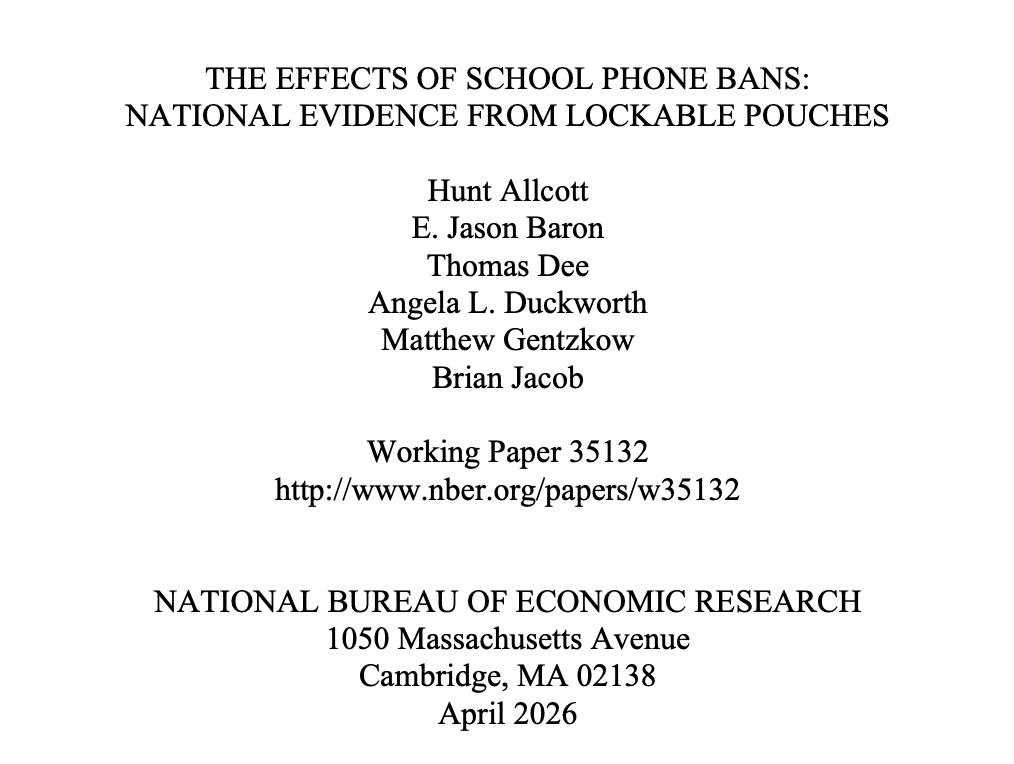 Research: The Effects of School Phone Bans: National Evidence from ...
